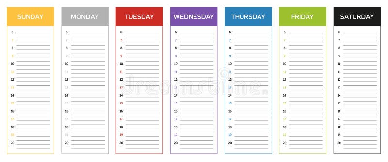 Calendrier De Planification De Semaine En Couleurs Du Jour Illustration ...