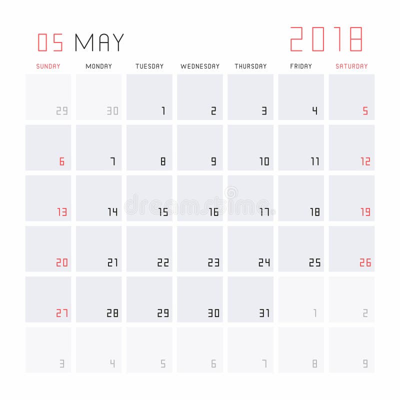 Calendrier en mai 2018 illustration de vecteur. Illustration du ...