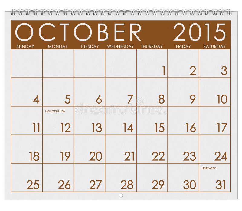 Calendrier 2015 : Mois D'octobre Illustration Stock - Illustration du ...