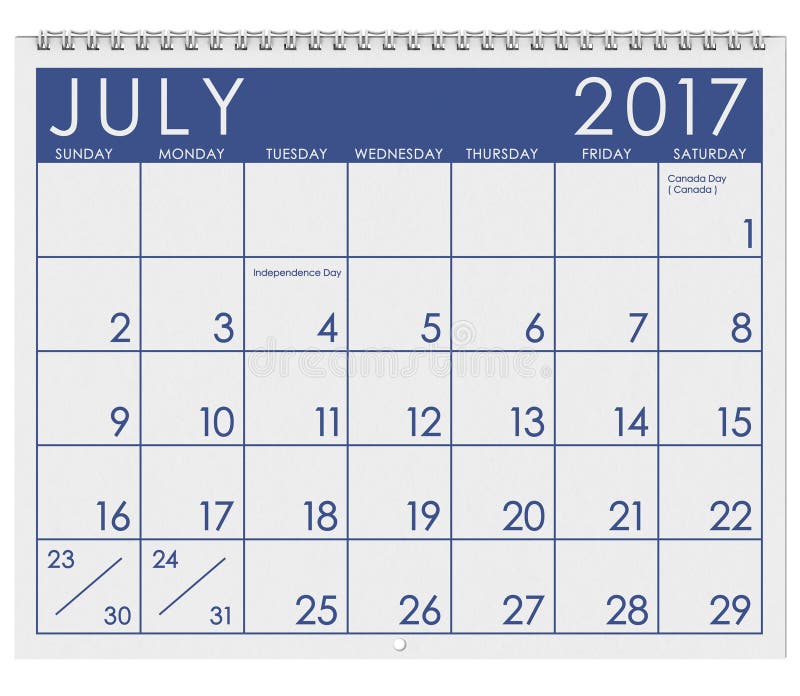 2017 : Calendrier : Mois De Juillet Avec Des Vacances Illustration ...