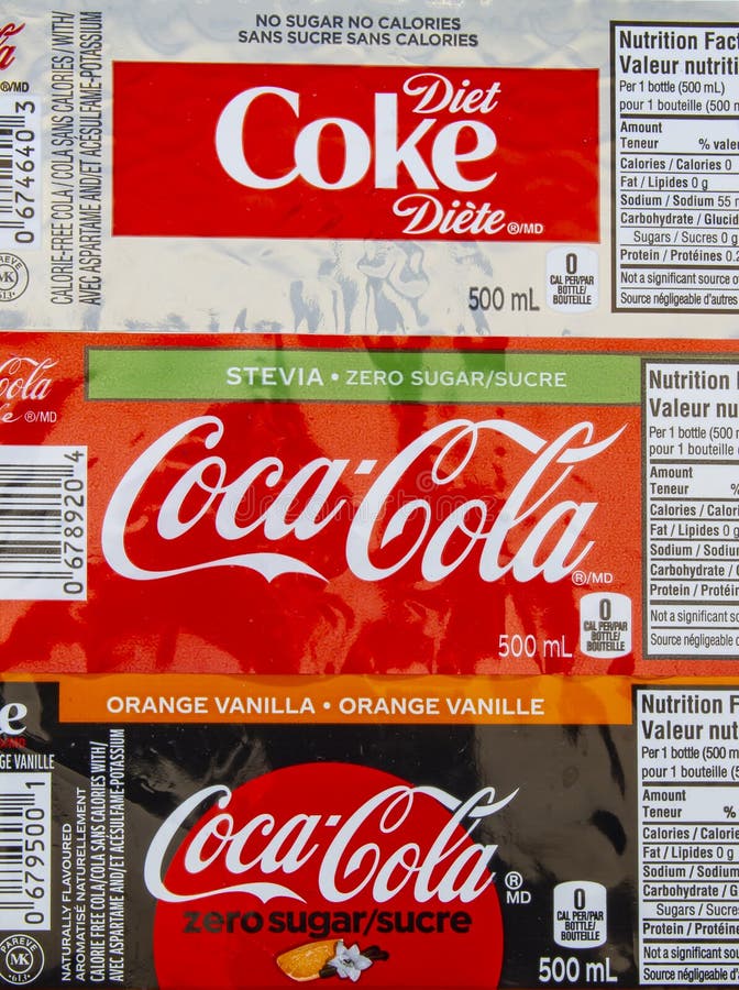 Top View of Coca Cola and Coke Drink Labels Editorial Stock Photo ...