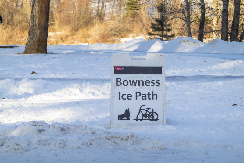 A Bowness Ice Path Sign at a Bowness Park during the Winter Editorial ...