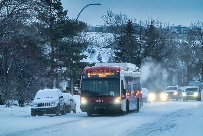 A Calgary Bus during Working during Extreme Cold in Winter Time ...