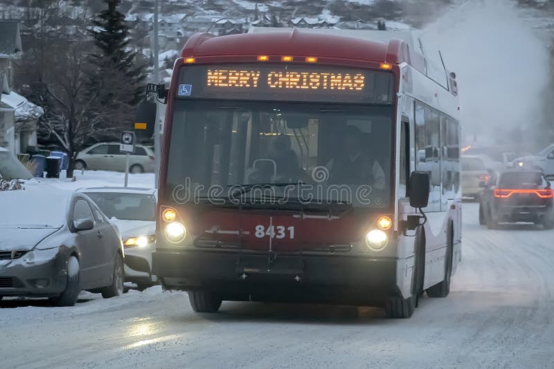 A Close Up To a Calgary Bus during Working during Extreme Cold in ...