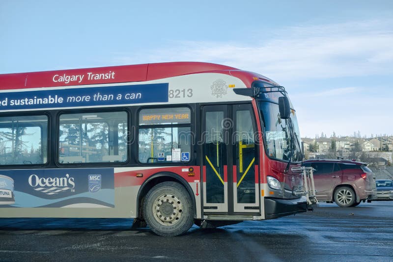 A Close Up To a Calgary Transit Bus during the Winter Editorial Stock ...