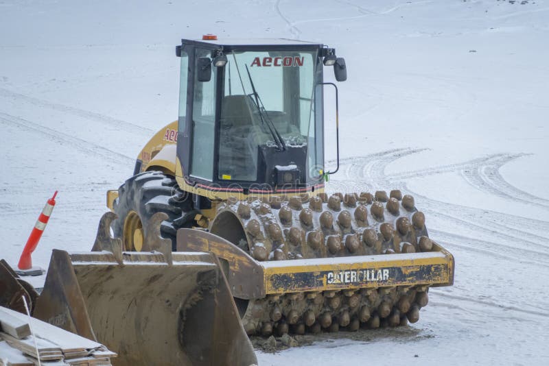 A Drum Vibrating Roller Compactor Construction Machine. a Vibratory ...