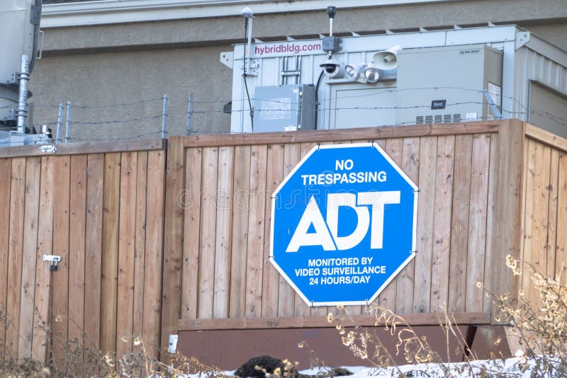 An ADT (American District Telegraph) Security Services Sign Editorial ...