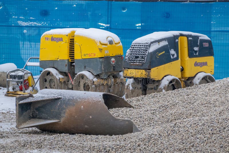 Two Wacker Neuson TR1 Dragon Vibratory Rollers and a Large Auger Bit ...