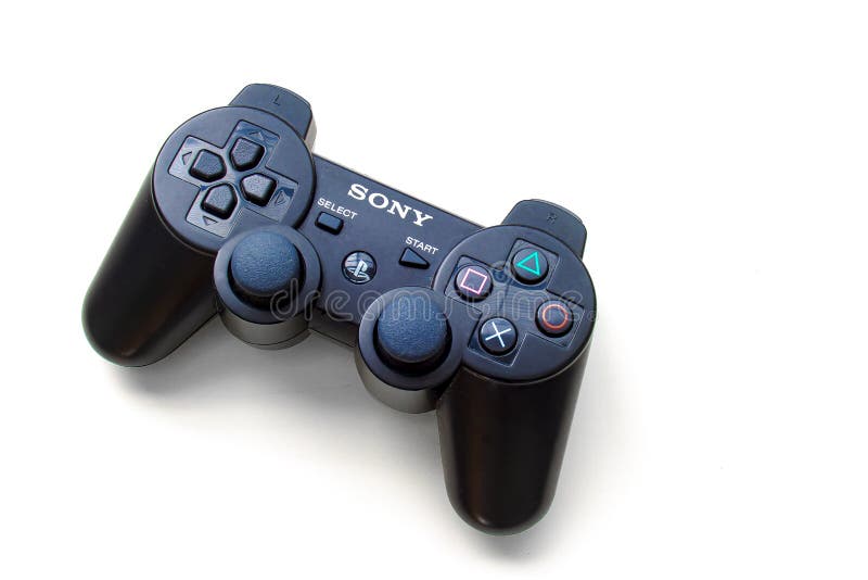 Black Sony Play Station Control Remote on a White Background Editorial ...
