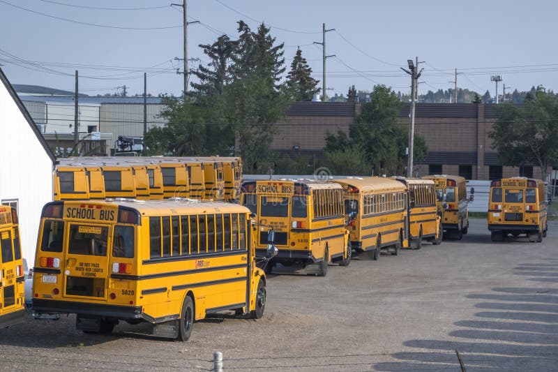 School Bus Storage Area stock image. Image of buses - 287899243