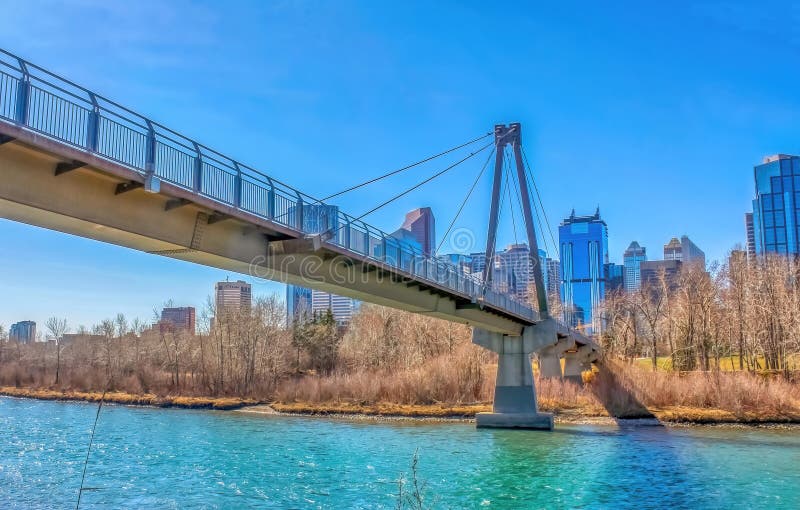 The Bow River Pedestrian Bridge and Structure Pathway at Memorial Dr ...