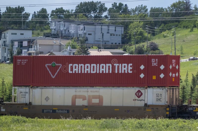 A Close Up To a Canadian Tire Cargo Container on a Train Editorial ...