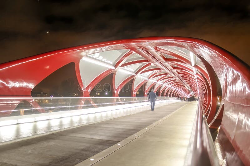 Inside View of the Peace Bridge during the Night Editorial Stock Photo ...