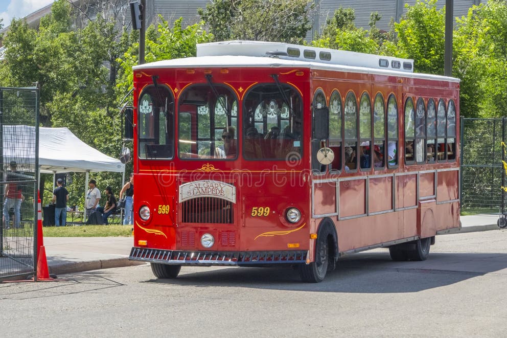 A Calgary Stampede Trolley Tours Bus Shuttle Editorial Stock Image ...