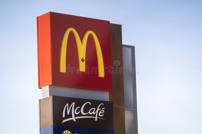 A McDonalds McCafe sign editorial photo. Image of macdonald - 278120526