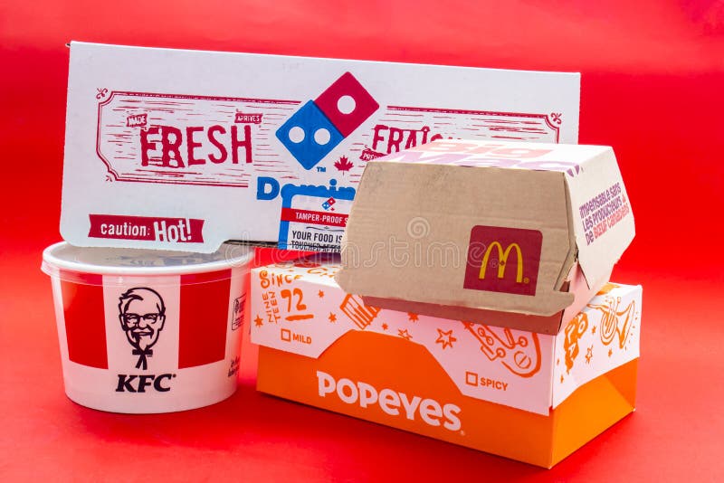 Several Boxes of Fast Food on a Red Background Editorial Image - Image ...
