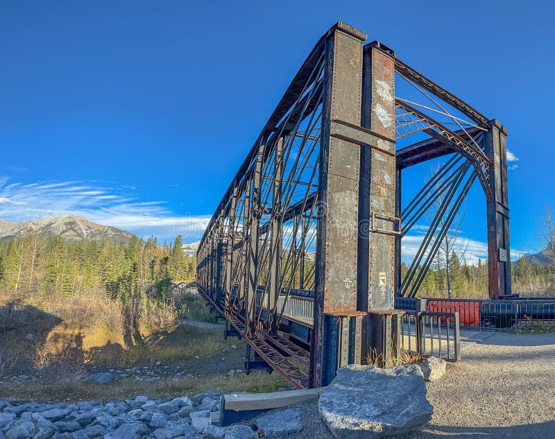 The Canmore Engine Bridge, a Historic Railway Bridge, Spans the Bow ...
