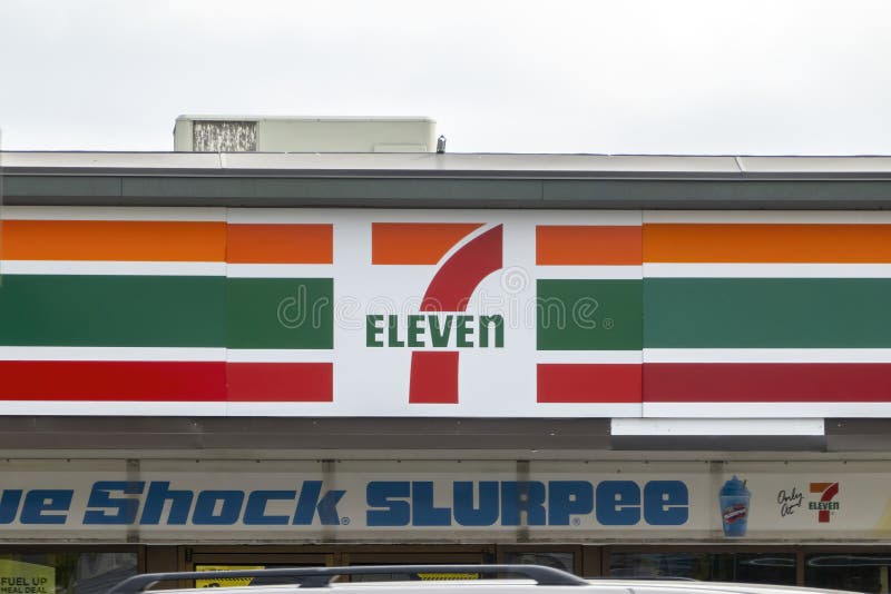 A Close-up of a 7 Eleven Sign. 7-Eleven Editorial Image - Image of ...