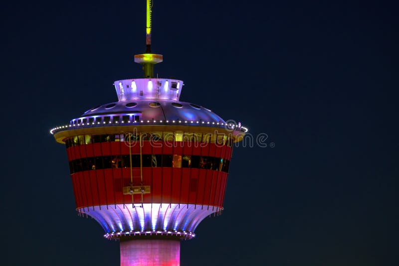 Close Up To the Calgary Tower Top during the Night Editorial Stock ...