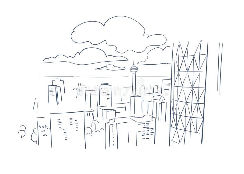 Calgary Alberta Canada Vector Sketch City Illustration Line Art Stock ...