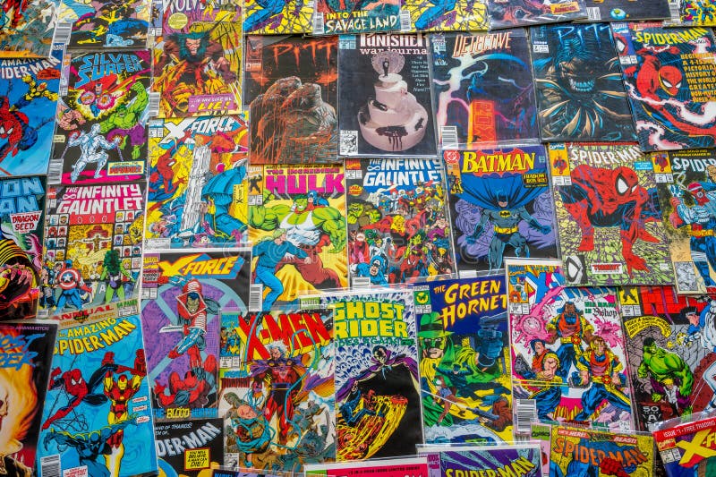 Vintage Comic Book Collection Showing Comic Book Covers Editorial Image ...