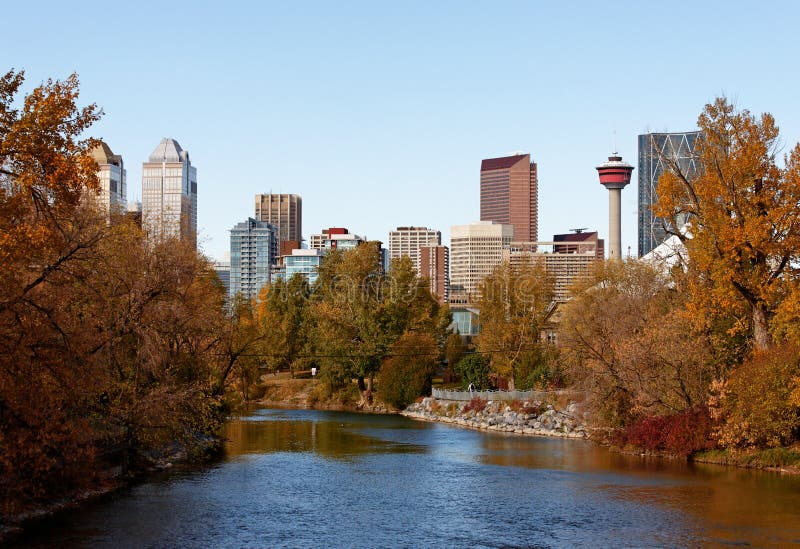 Calgary in Autumn stock photo. Image of urban, river - 34375208