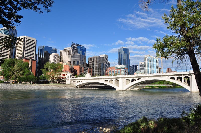 Calgary, Bow River stock image. Image of business, construction - 15081555