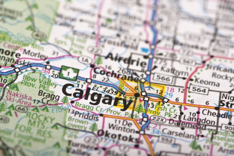Calgary, Canada on map stock photo. Image of geography - 85558934