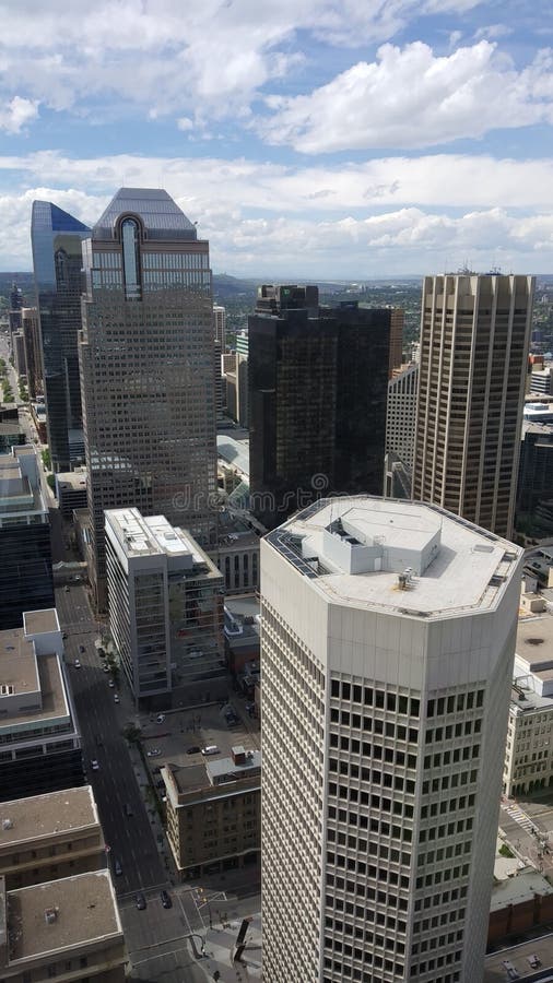 Calgary Aerial View at Night. Top View on Modern City with Street ...