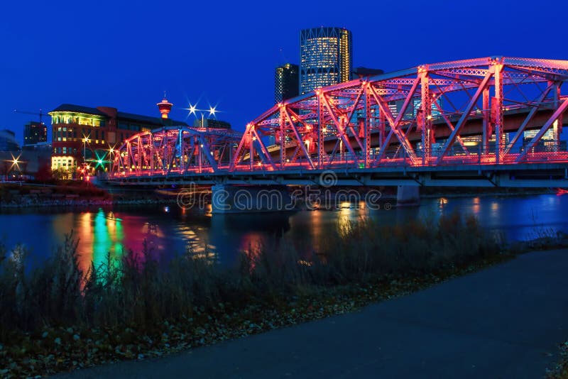 Calgary City Scenery at Night Stock Photo - Image of scenic, skyline ...