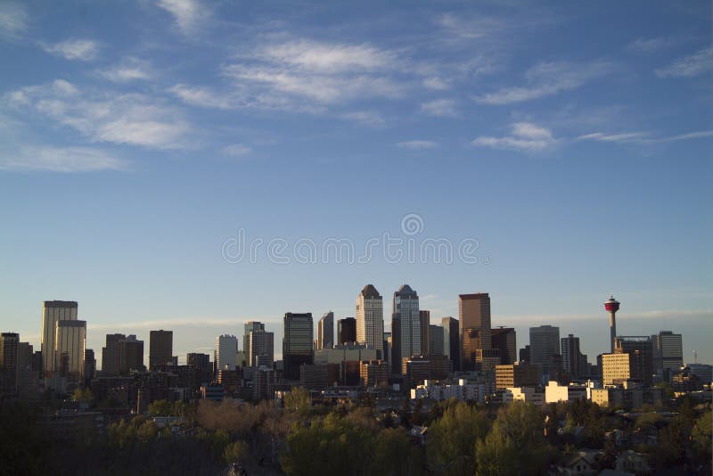 Calgary Downtown Evening stock image. Image of offices - 1926123