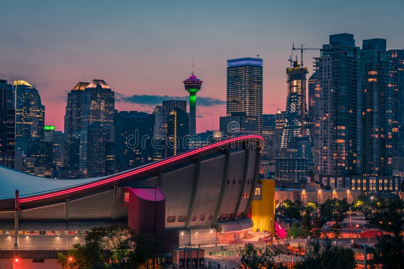 Calgary downtown at night editorial stock photo. Image of alberta ...