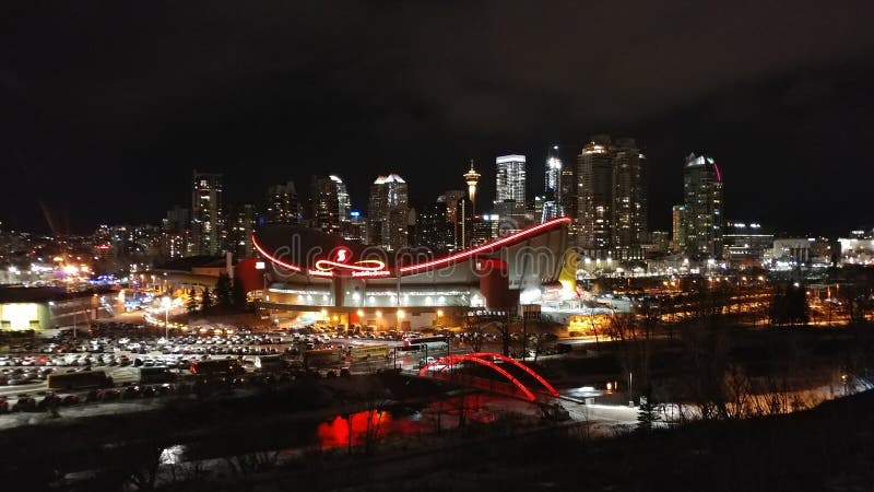 Calgary Downtown Night View Lights Stock Image - Image of lights ...
