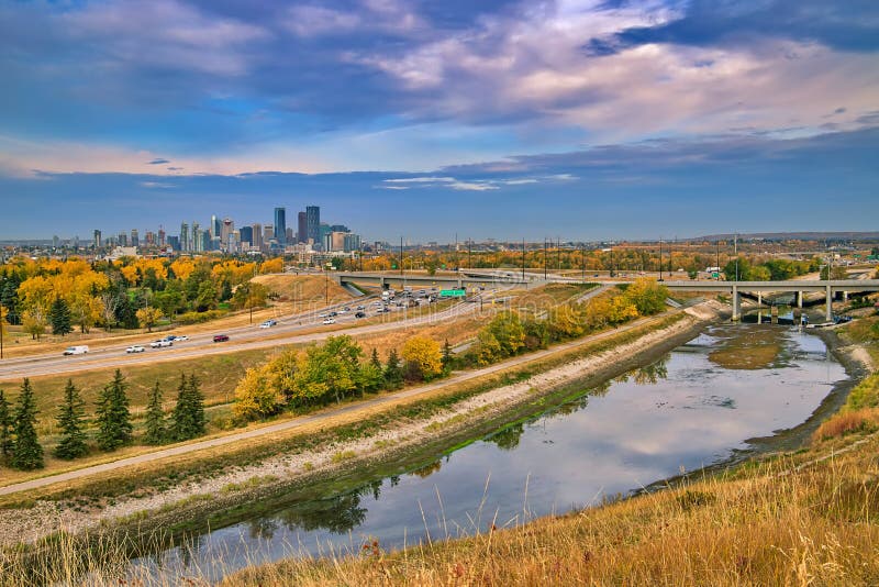 Calgary Landscape Under a Blue Sky in the Fall Stock Image - Image of ...