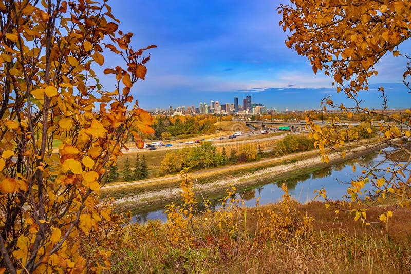 Calgary Landscape Under a Blue Sky in the Fall Stock Photo - Image of ...