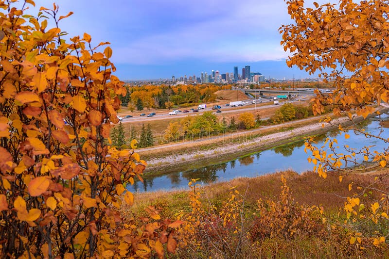 Calgary Landscape Under a Blue Sky in the Fall Stock Photo - Image of ...