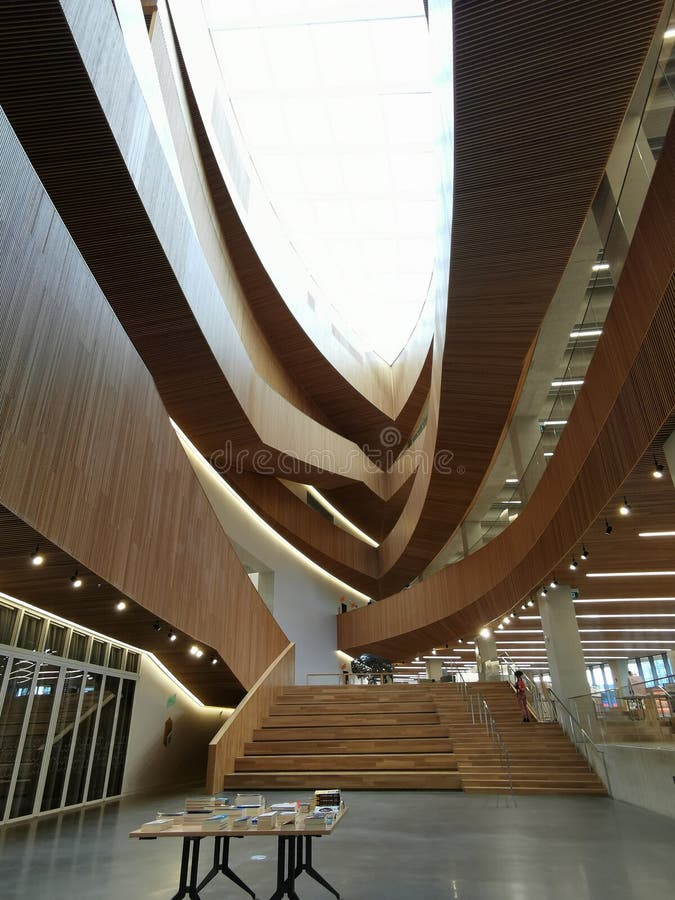 Calgary Library Architecture Wooden Stairs Editorial Photography ...
