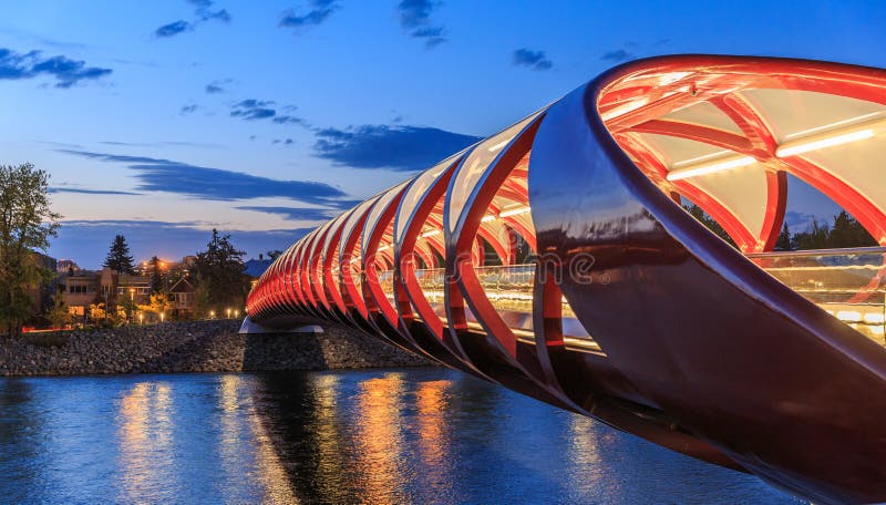 Calgary at night editorial photo. Image of bridge, clouds - 48943016