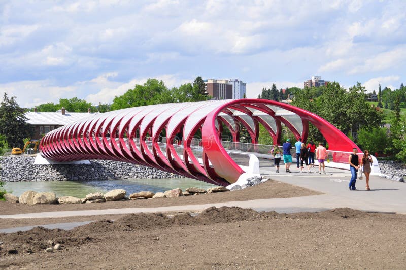 Calgary s Peace Bridge editorial stock image. Image of architecture ...