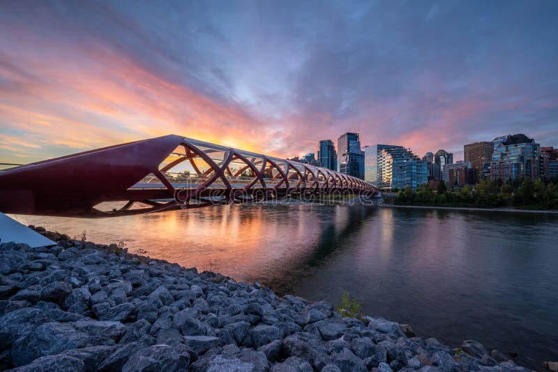 Calgary`s Peace Bridge at Twilight Editorial Stock Photo - Image of ...