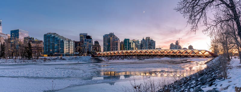 Calgary`s Skyline Along the Bow River Editorial Stock Photo - Image of ...