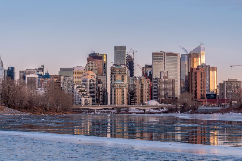 Calgary skyline in winter stock image. Image of west - 135023873