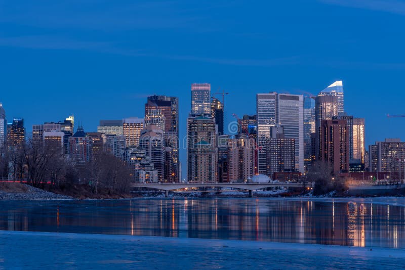 Calgary skyline in winter stock image. Image of white - 135023893