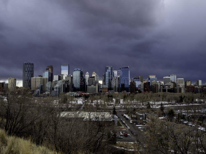 Calgary`s Skyline on a Cold Winter Day Stock Photo - Image of district ...