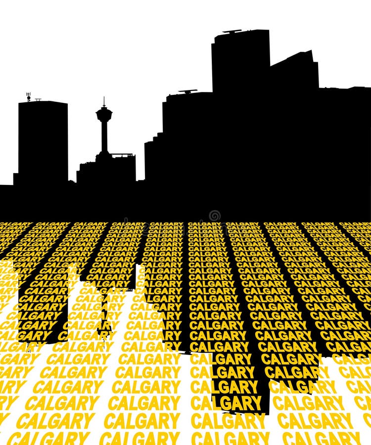 Calgary-Skyline mit Text vektor abbildung. Illustration von aufsatz ...