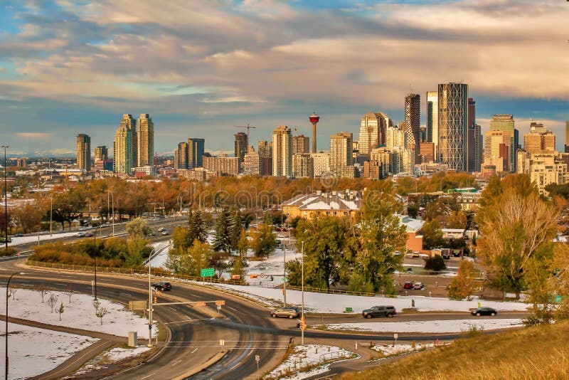Calgary Skyline Views in the Winter Stock Image - Image of scenery ...