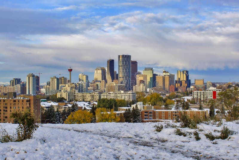 Calgary Skyline during the Winter Stock Image - Image of urban, city ...