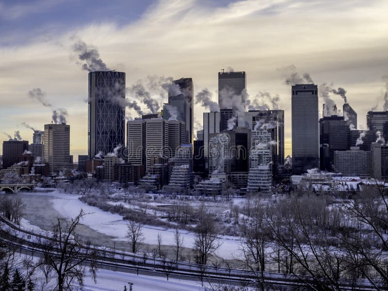 Calgary Skyline during Winter. Stock Photo - Image of polar, park ...