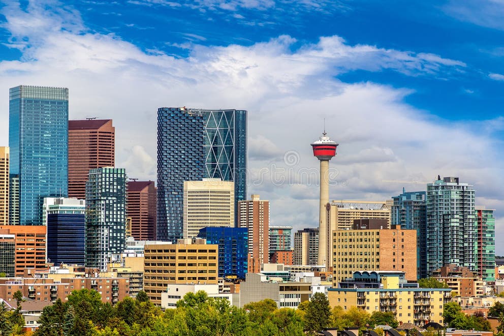 Calgary in Sunny Day, Canada Stock Image - Image of skyscraper, urban ...