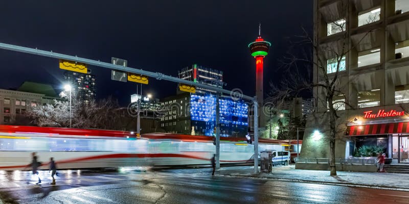 Calgary Tower, Core Downtown, Alberta, Canada. Editorial Stock Photo ...